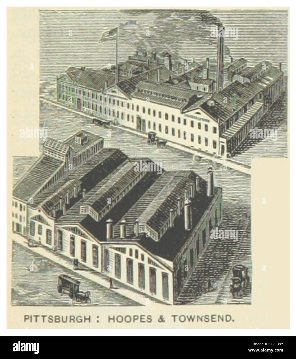 An 1891 illustration from Pittsburgh, showing the Hoopes & Townsend ...