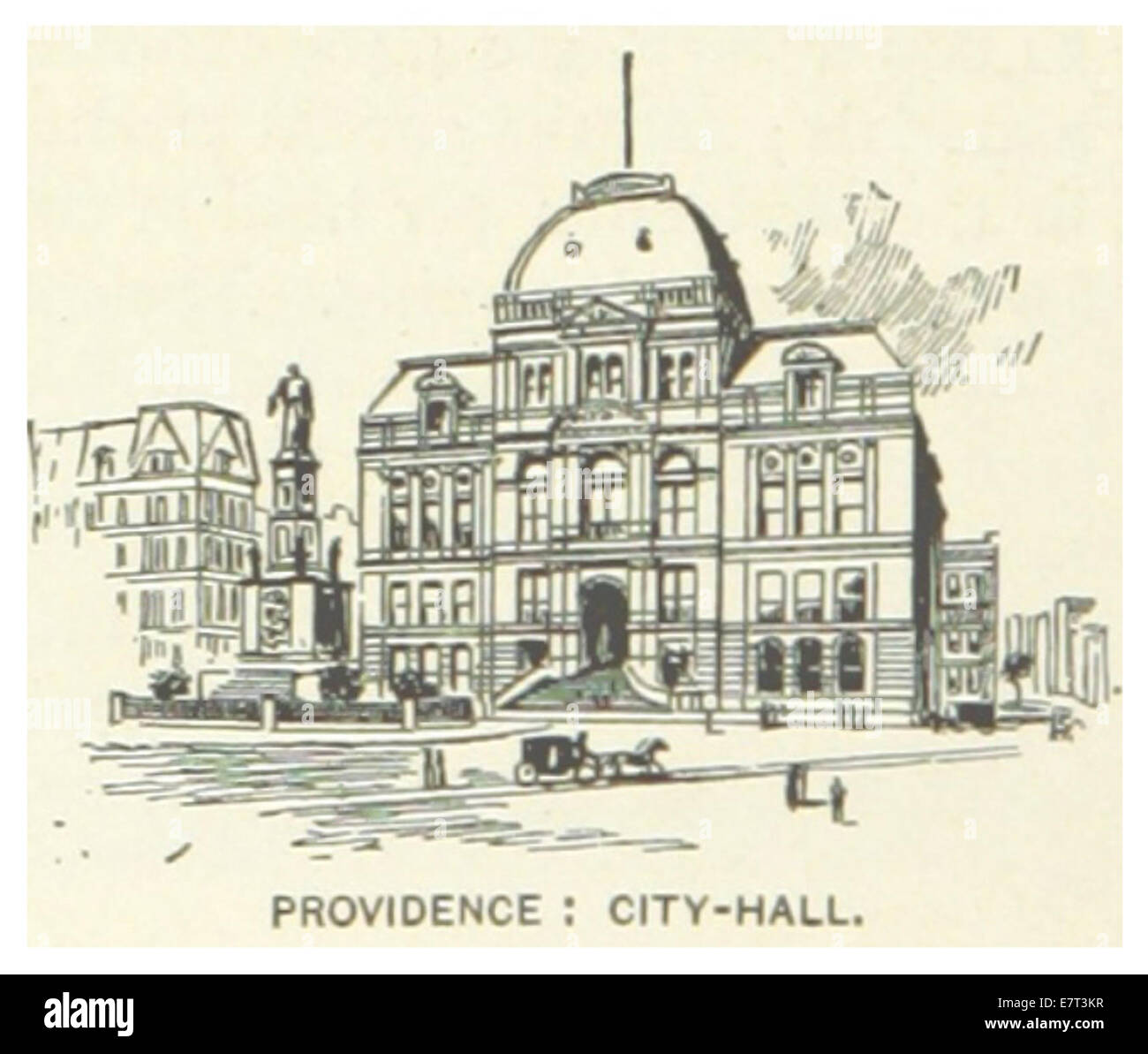 This 1891 sketch depicts Providence, Rhode Island's City Hall, a ...