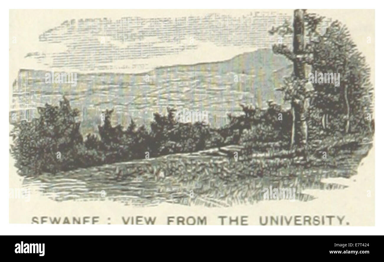 A 1891 illustration of Sewanee, Tennessee. The image captures the town ...