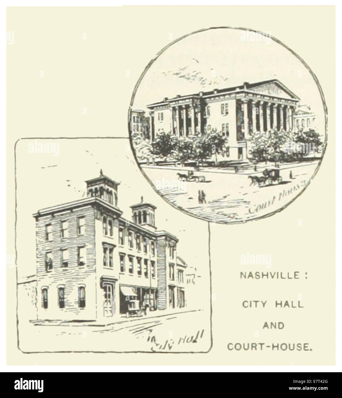 This 1891 illustration depicts the City Hall and Court House in ...