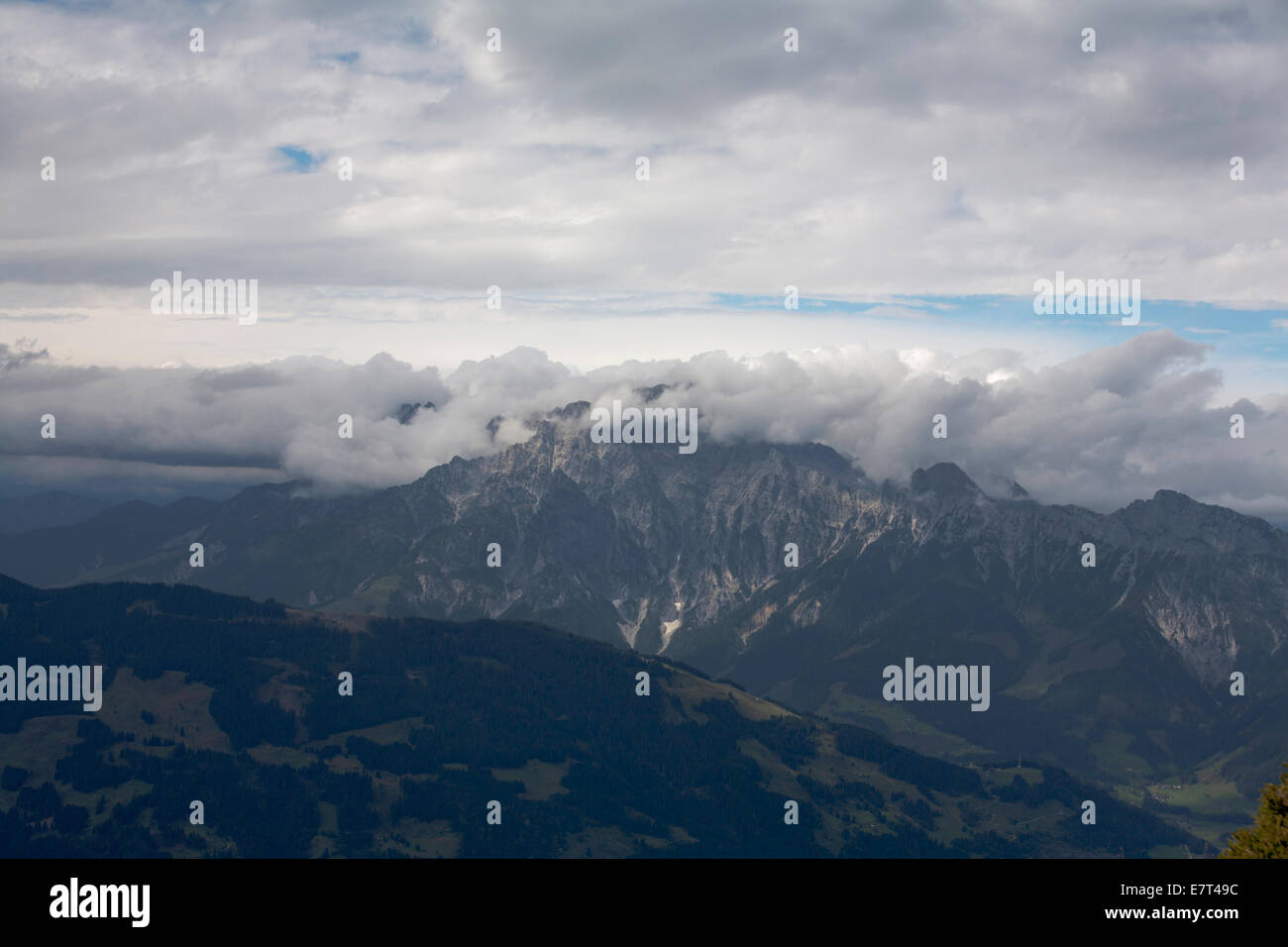 Storm clouds passing over the summits The Steineres Meer Alps above ...