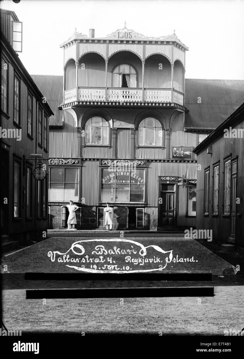 This photograph shows a scene from Reykjavik, Iceland, around 1910 ...