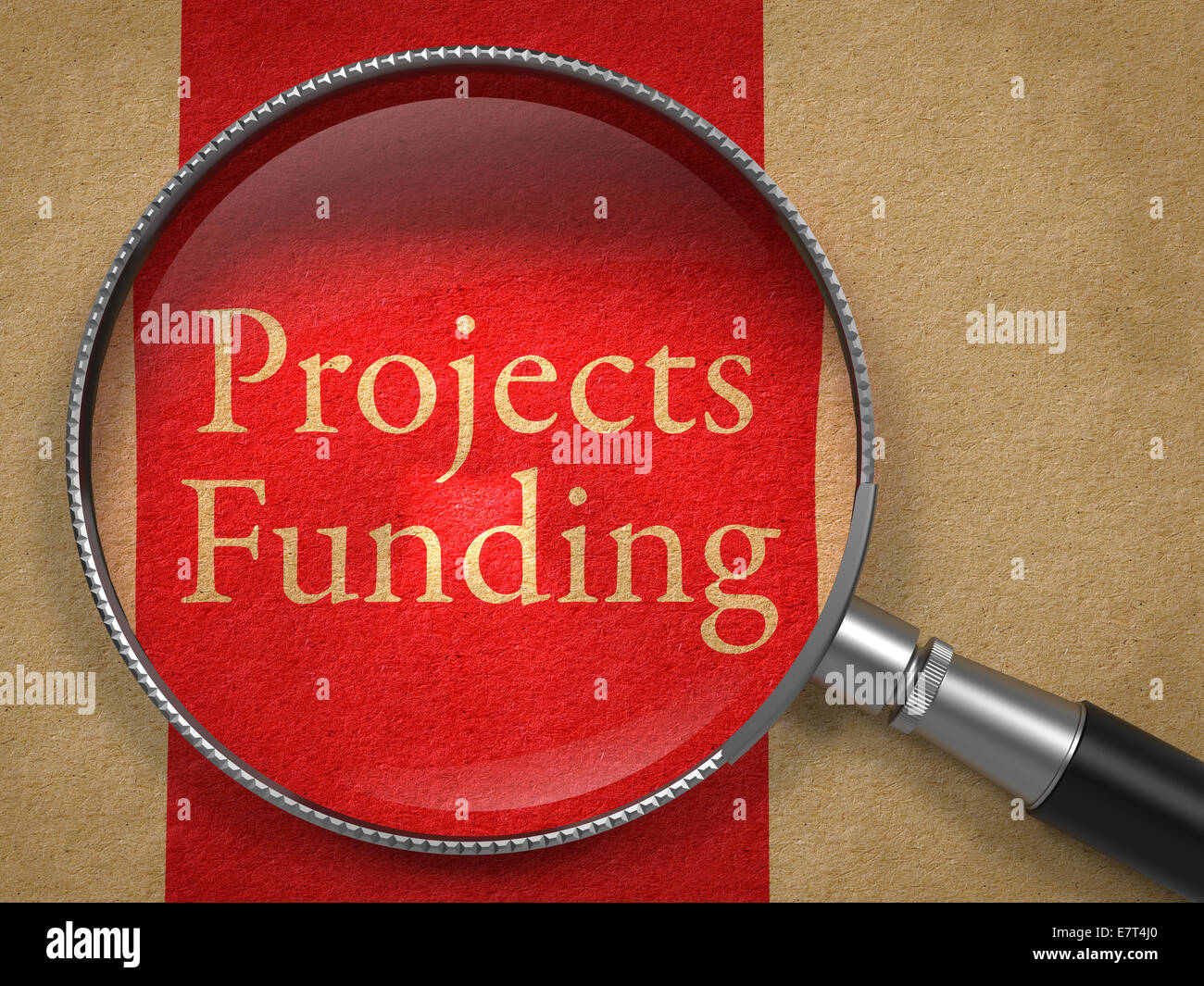 Projects Funding through Magnifying Glass Stock Photo - Alamy