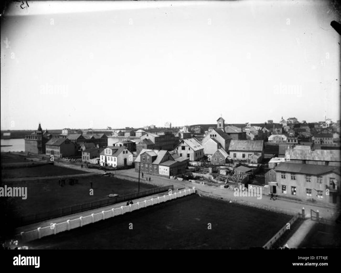 This photograph from 1970 shows an overview of Lækjargata street in ...