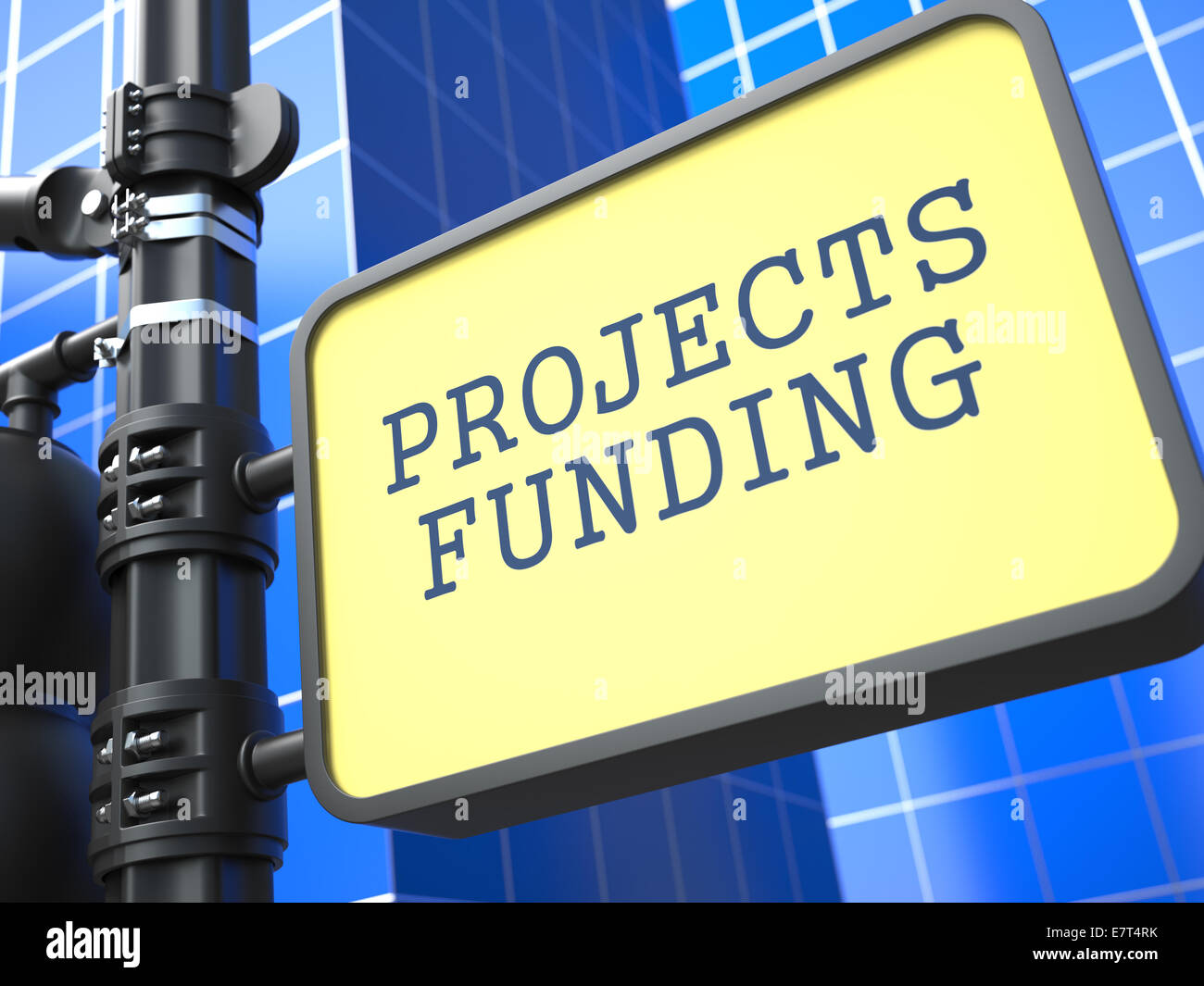 Projects Funding. Signpost on Blue Background Stock Photo - Alamy