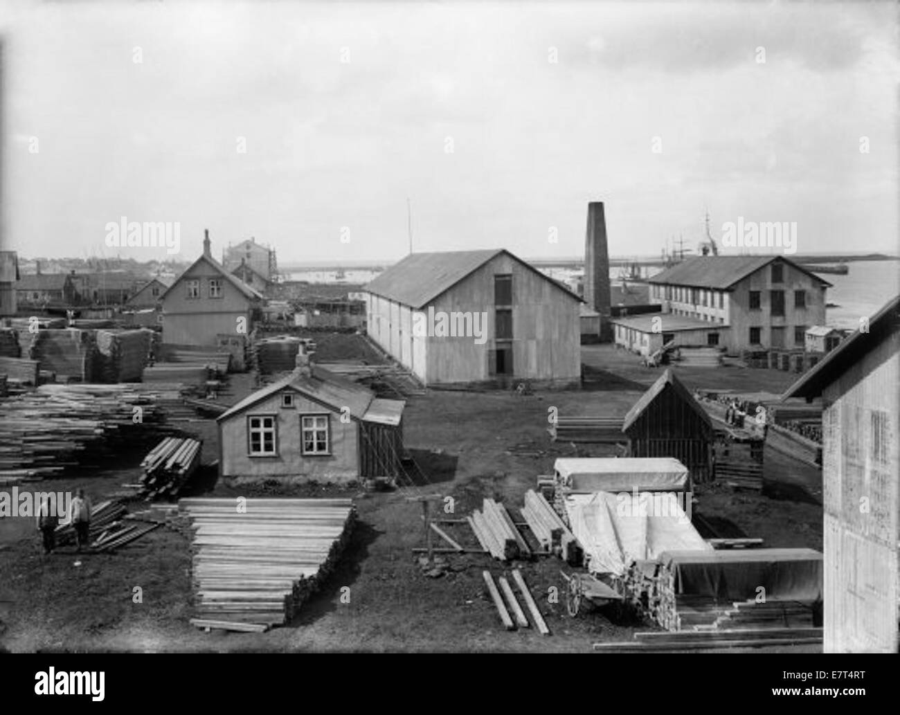 This image depicts a street scene from Reykjavik, Iceland, around 1920 ...