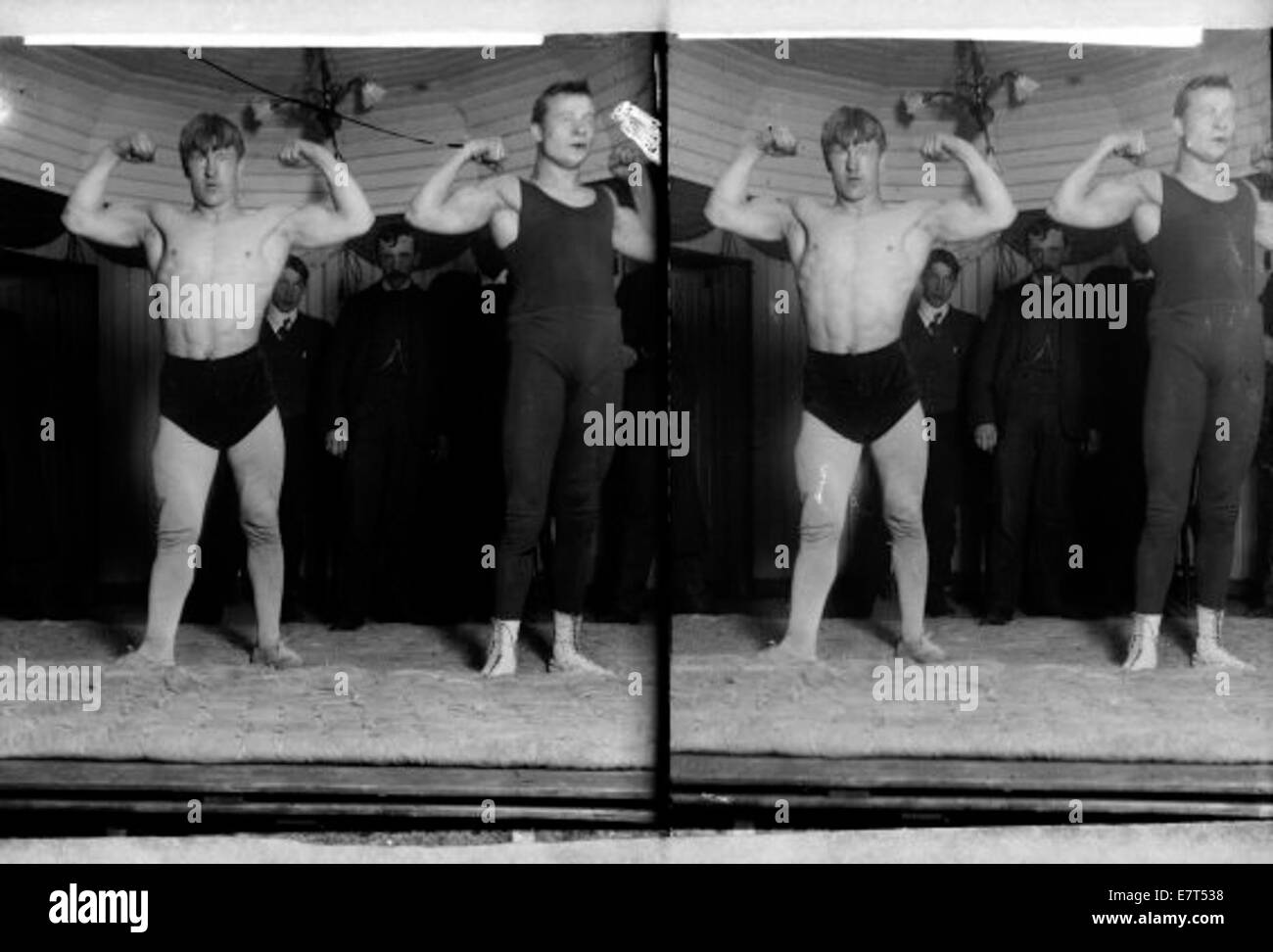 An early 20th-century photograph from Iceland depicting two strongmen ...