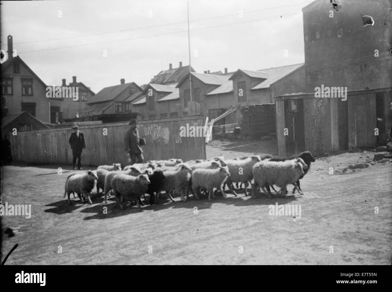 A historical photograph of Hverfisgata in Reykjavik, Iceland, from the ...