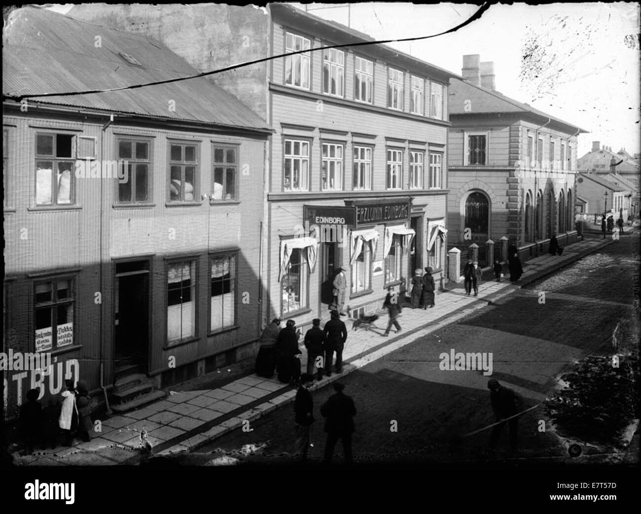 This photograph depicts a street scene in Reykjavik, Iceland, from the ...