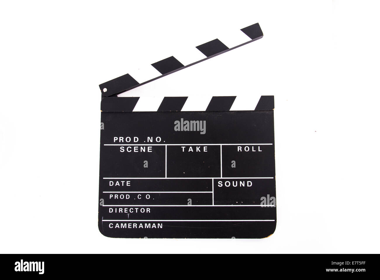 Front view of blank black film clapper board, isolated on white ...