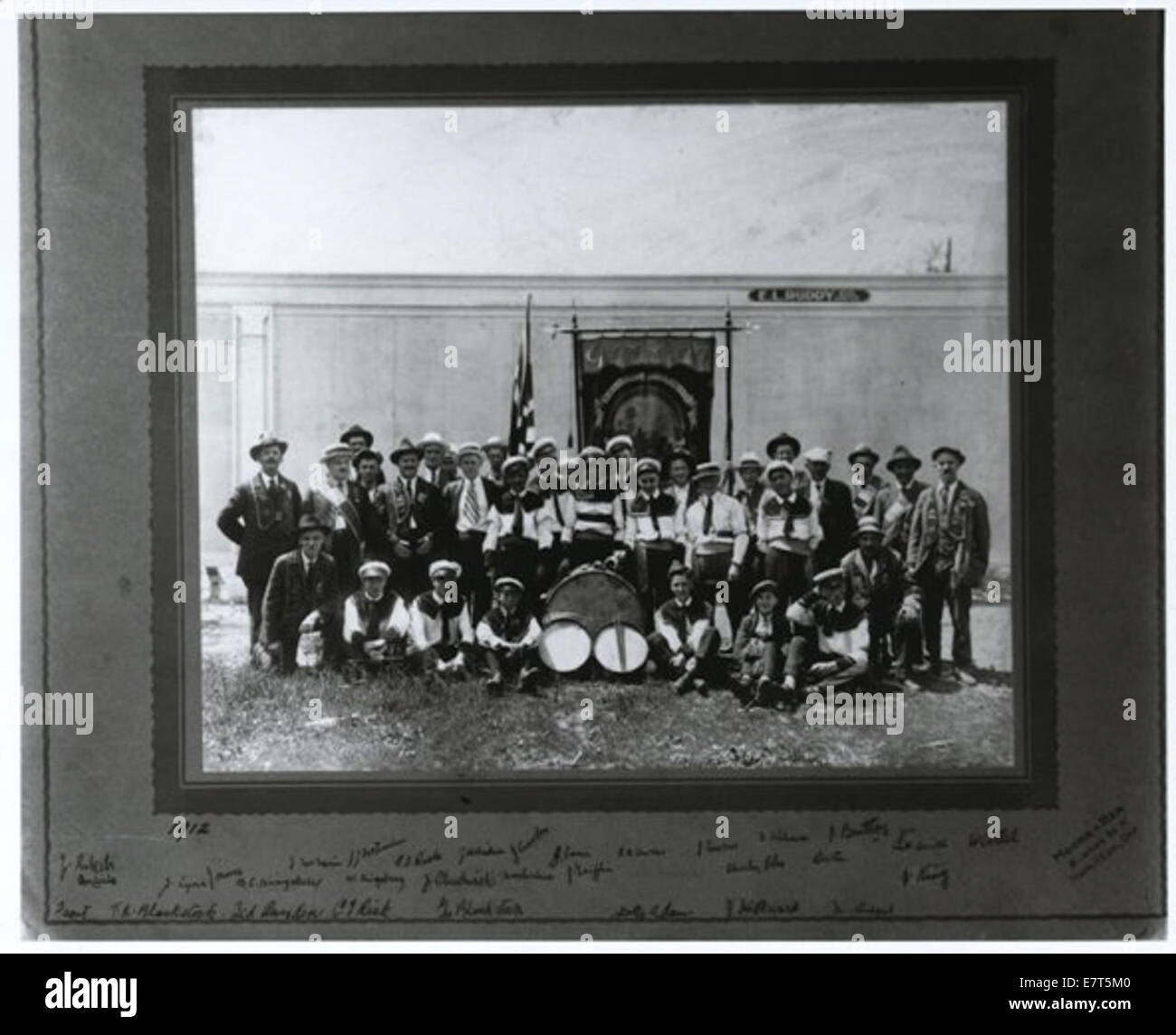 A photograph of the Orangemen's band, a Protestant marching band ...