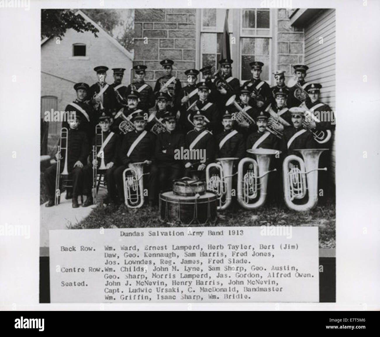 A photograph of the Dundas Salvation Army band performing, likely in ...