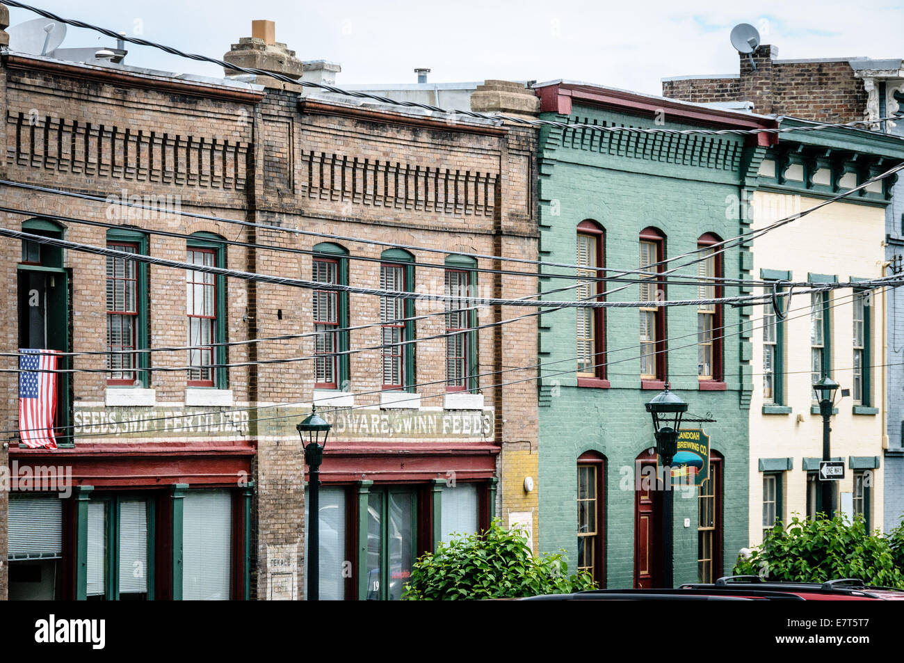 Old Warehouse Buildings, Wharf Area Historic District, Staunton, Virginia Stock Photo - Alamy