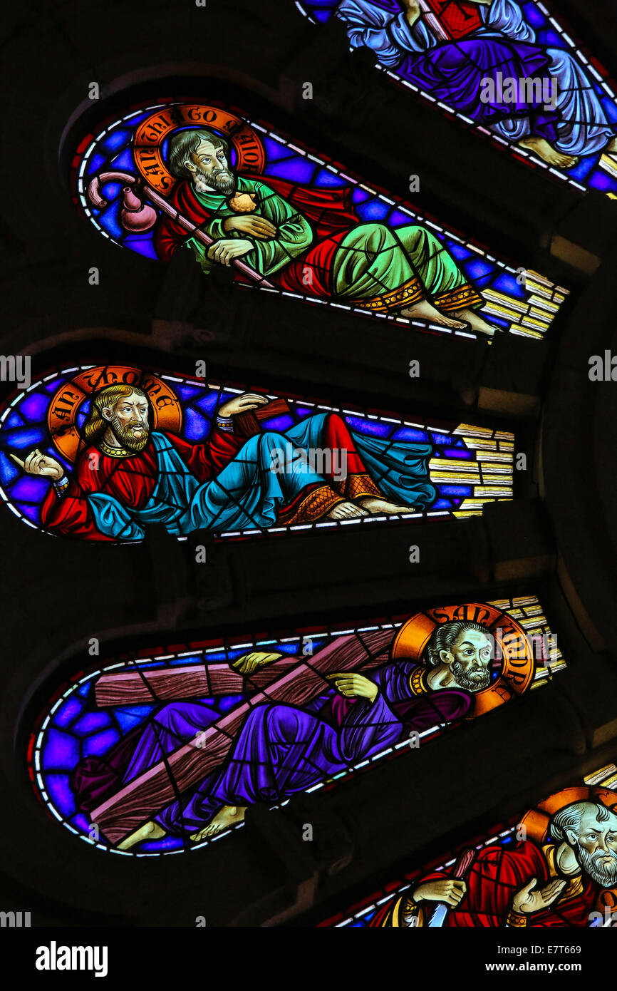 Stained glass window depicting Saint Thomas, Saint Andreas and Saint ...