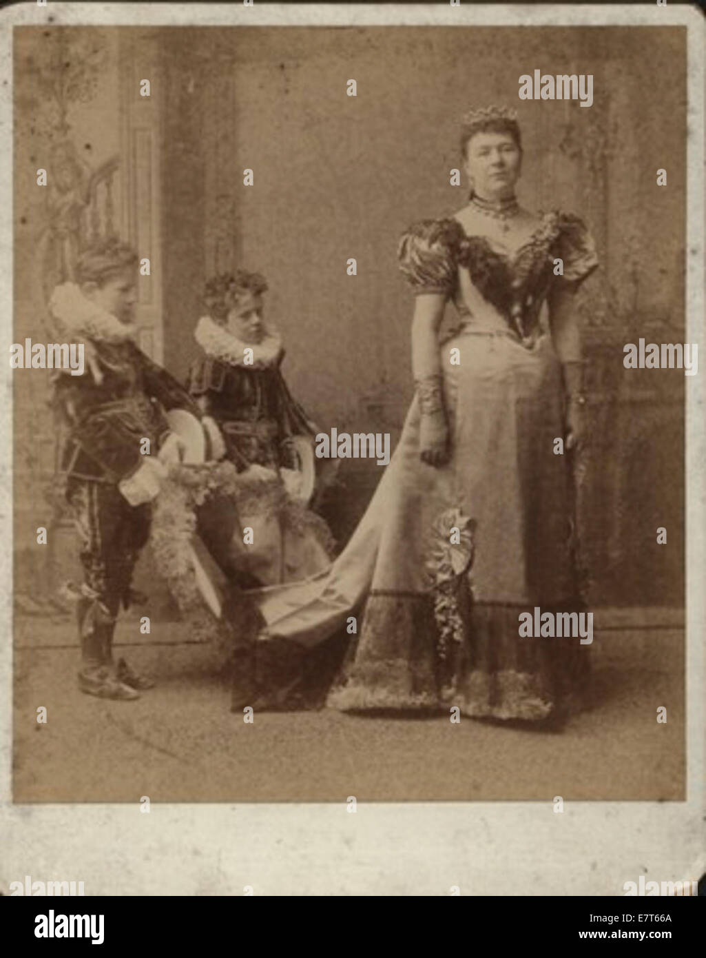 A portrait photograph of Lady Aberdeen with her sons, Archie and Dudley ...