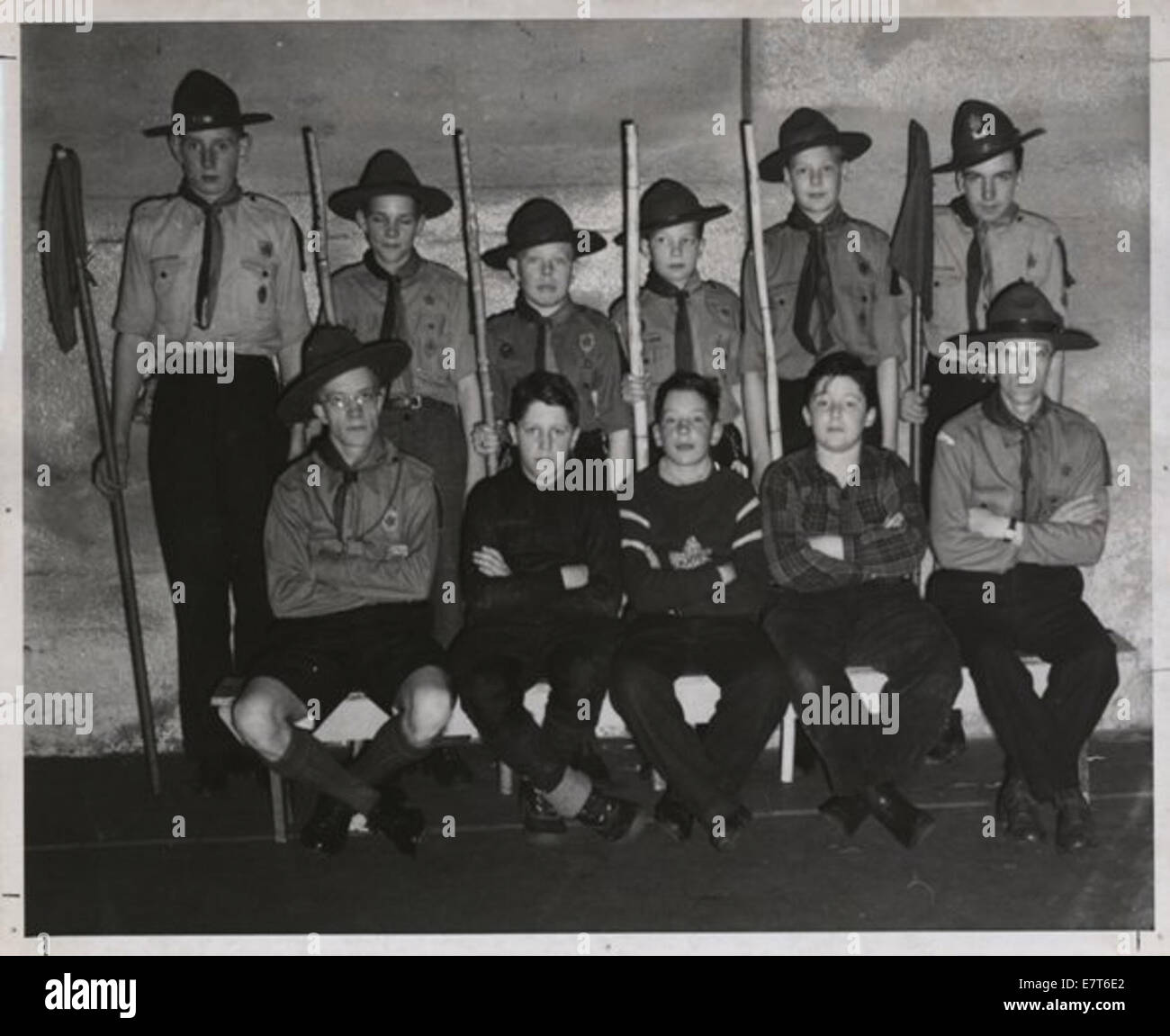 This image shows a group of Boy Scouts in action, capturing a moment ...