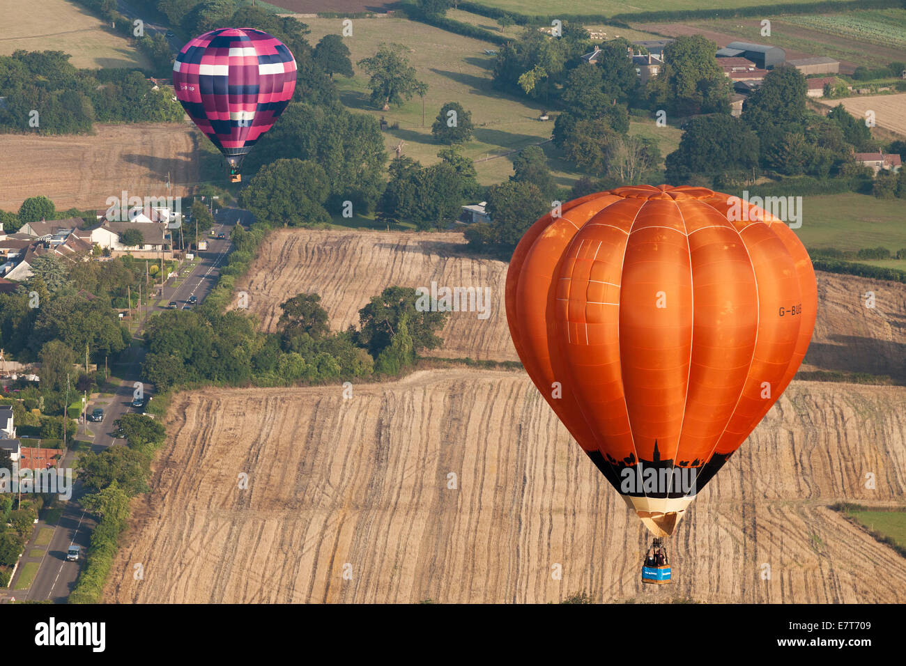 Hot air balloon fiesta, festival in Bristol UK, balloon takeoff, flying ...