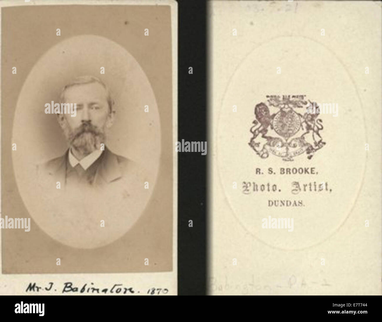 This portrait photograph features J. Babington, whose specific identity ...