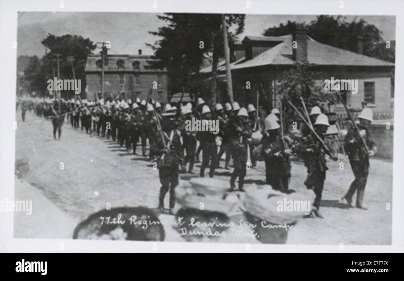This photograph captures the 77th Regiment departing for camp ...