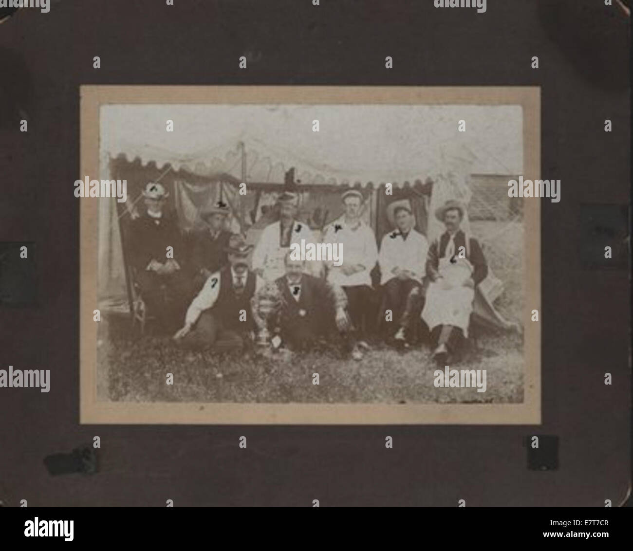 Photograph of a mess tent at a Niagara camp, showing soldiers or ...