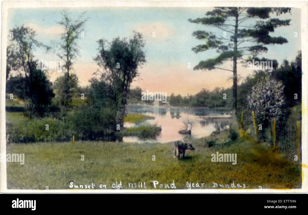 A serene photograph of an old mill pond, capturing the tranquil waters ...