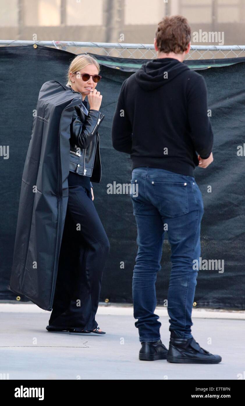 Sam Worthington and his partner, Laura Bingle exit Maxfield after a ...