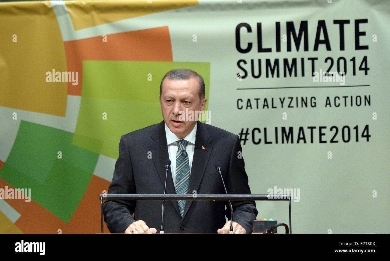 New York, USA. 23rd Sep, 2014. Turkish President Tayyip Erdogan speaks ...