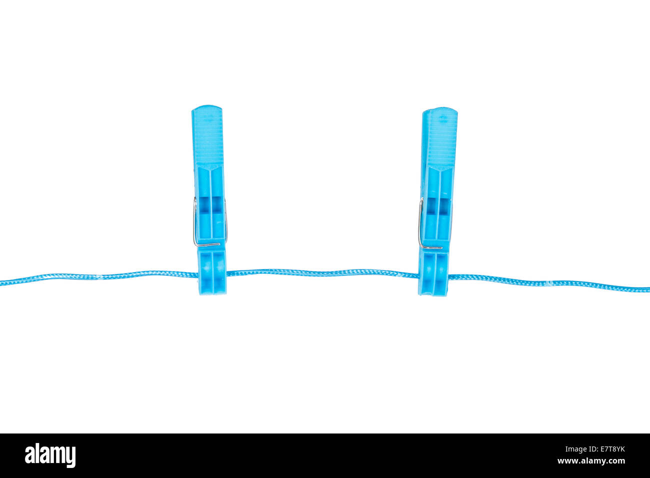 Couple of blue, plastic clothespin, isolated on white background Stock ...