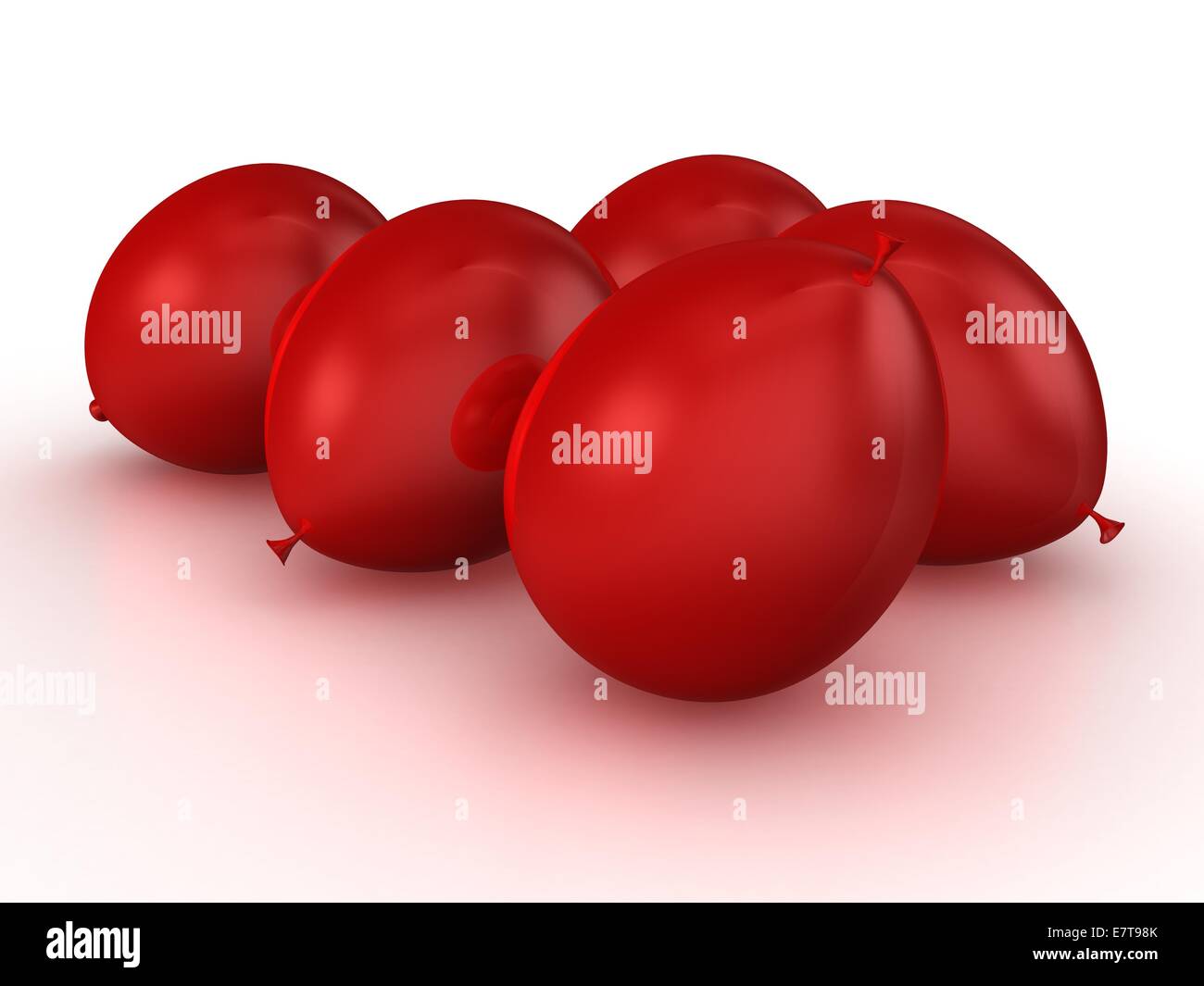 Red balloons on ground, isolated on white background Stock Photo - Alamy