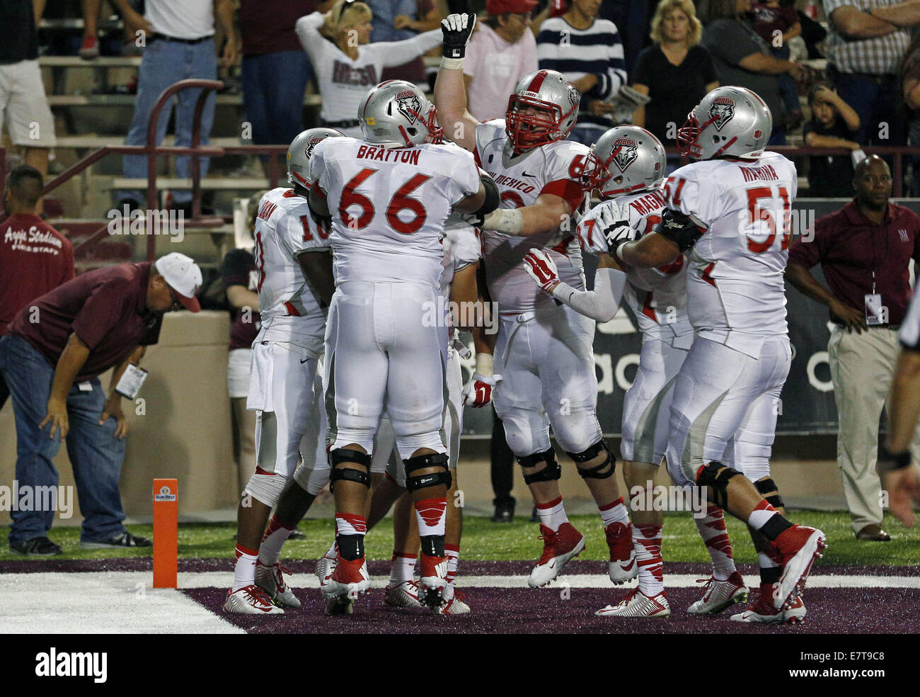 Las Cruces, NM, USA. 20th Sep, 2014. New Mexico players, from left ...