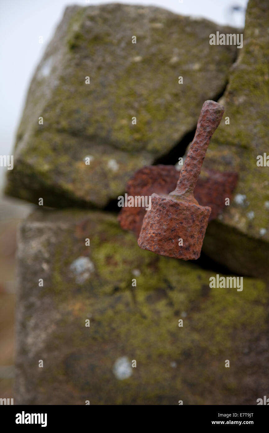 Old gate rust stone wall in UK Britain England hand made built Stock ...