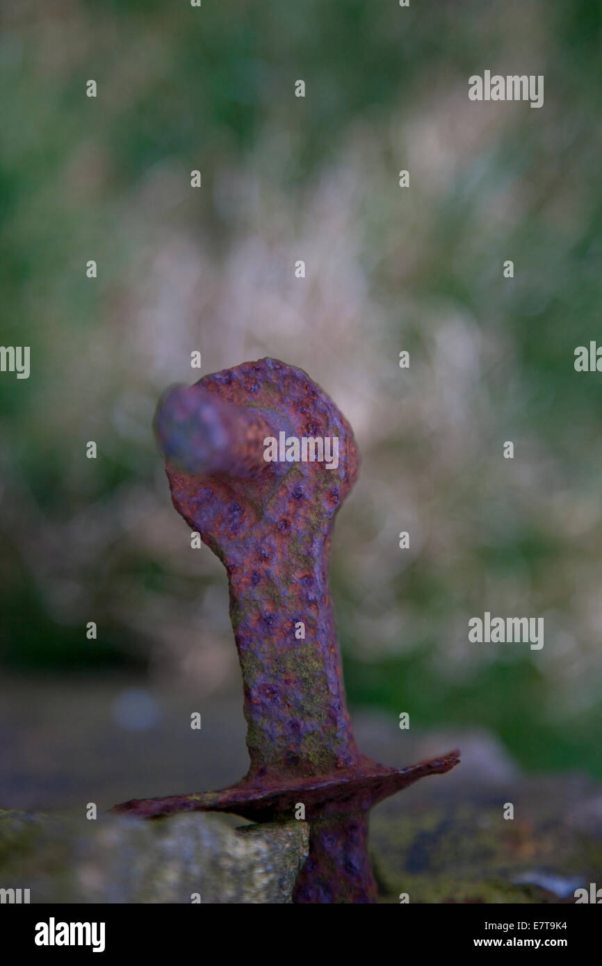 Old gate rust stone wall in UK Britain England hand made built Stock ...