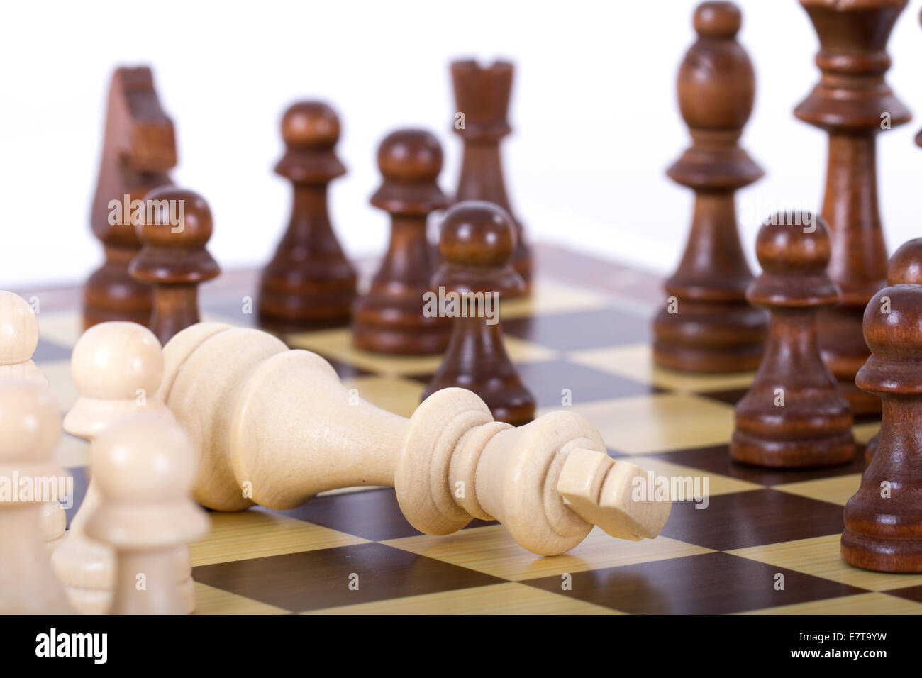 King get lost the game against opponent on chess board, isolated on ...