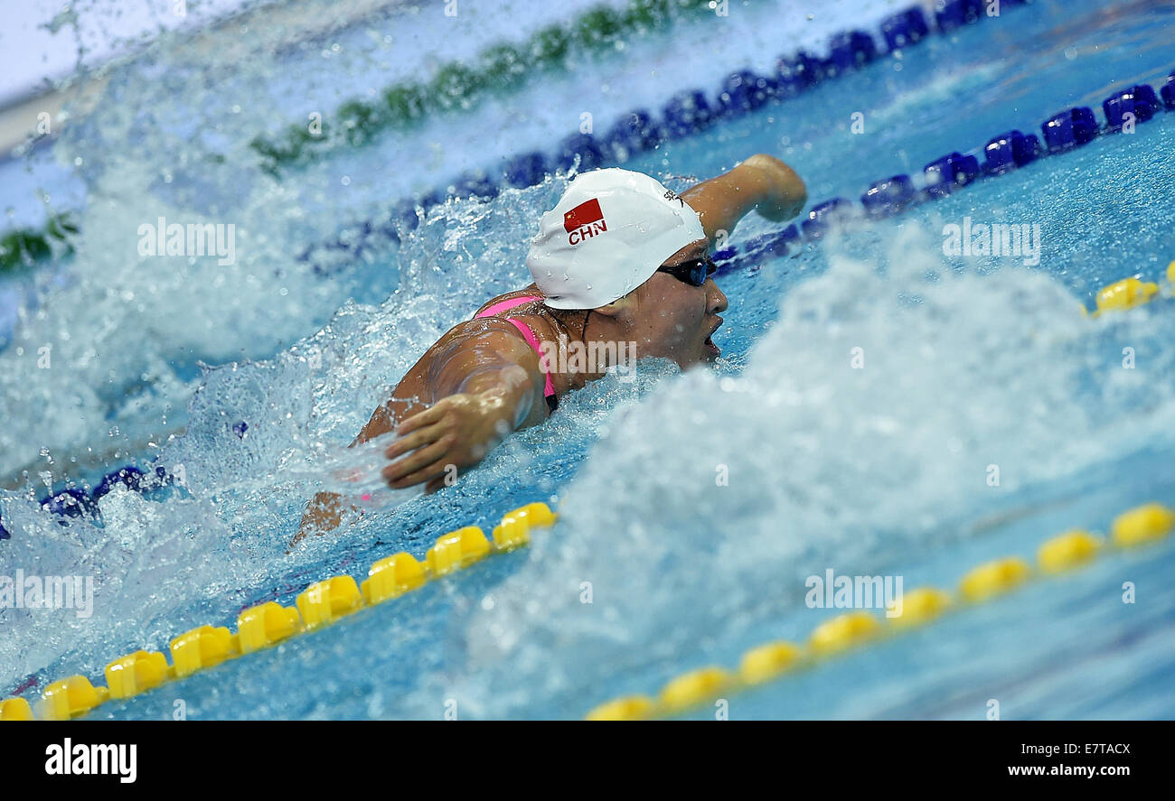 Incheon, South Korea. 24th Sep, 2014. Liu Zige of China swims during ...