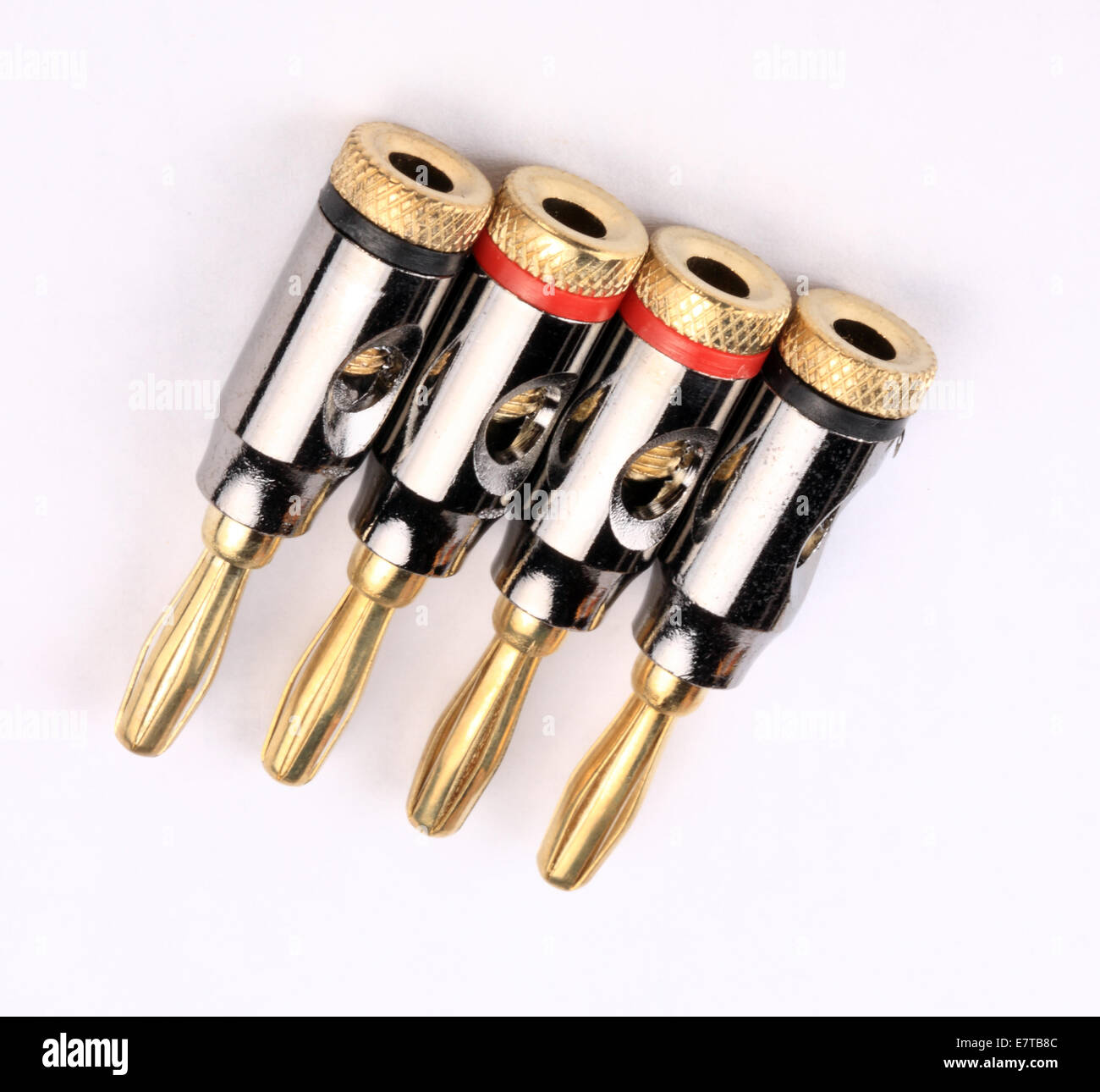 four electric banana plug Stock Photo - Alamy