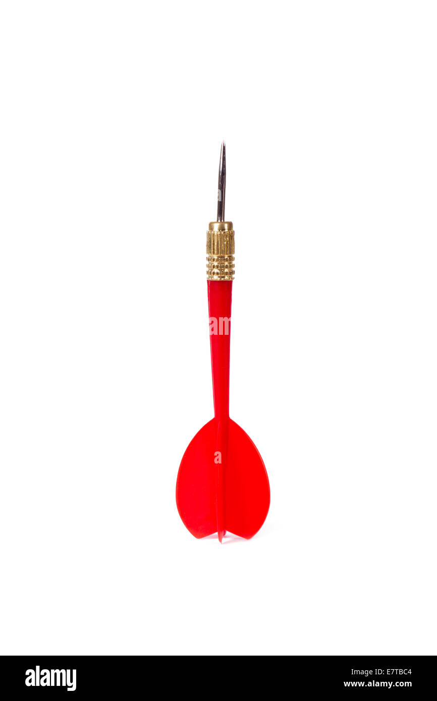 Single, red, plastic dart arrow, isolated on white background Stock ...
