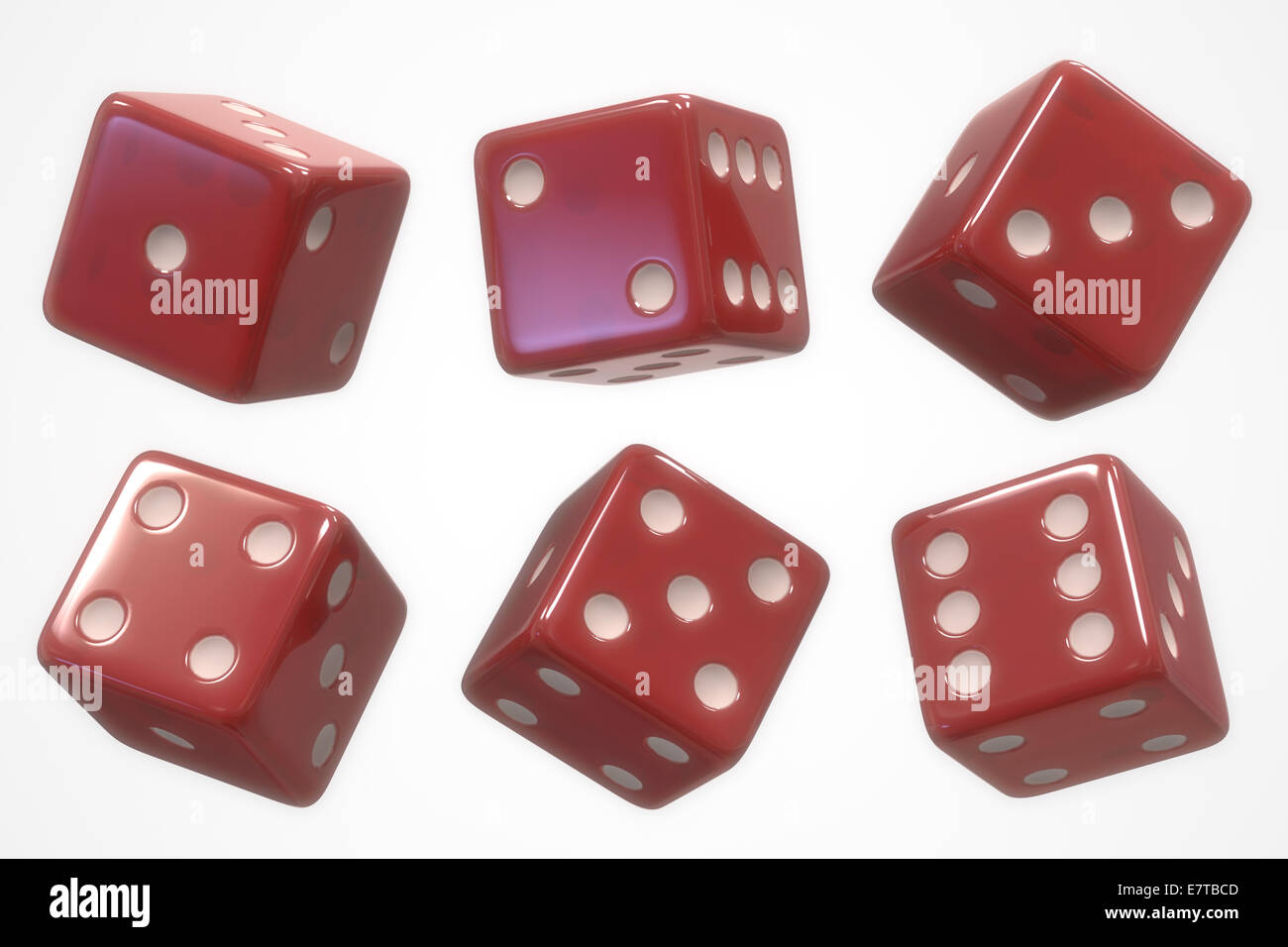 The six sides of the dice on white background. Clipping path included ...