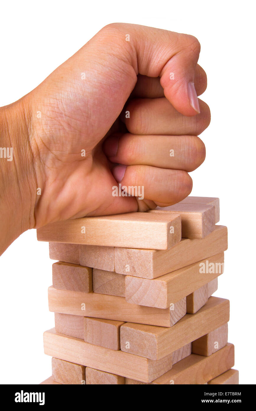 Business concept, blocks of wood with punch, isolated on white ...