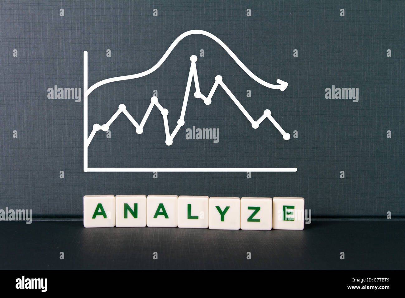 Analyze word in letters and chart of statistic Stock Photo - Alamy