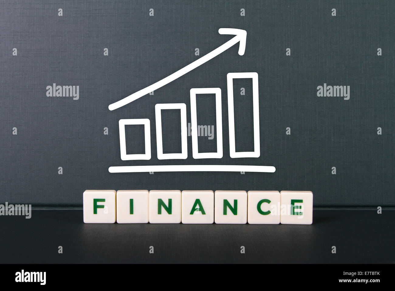 Finance word in letters and growth chart Stock Photo - Alamy