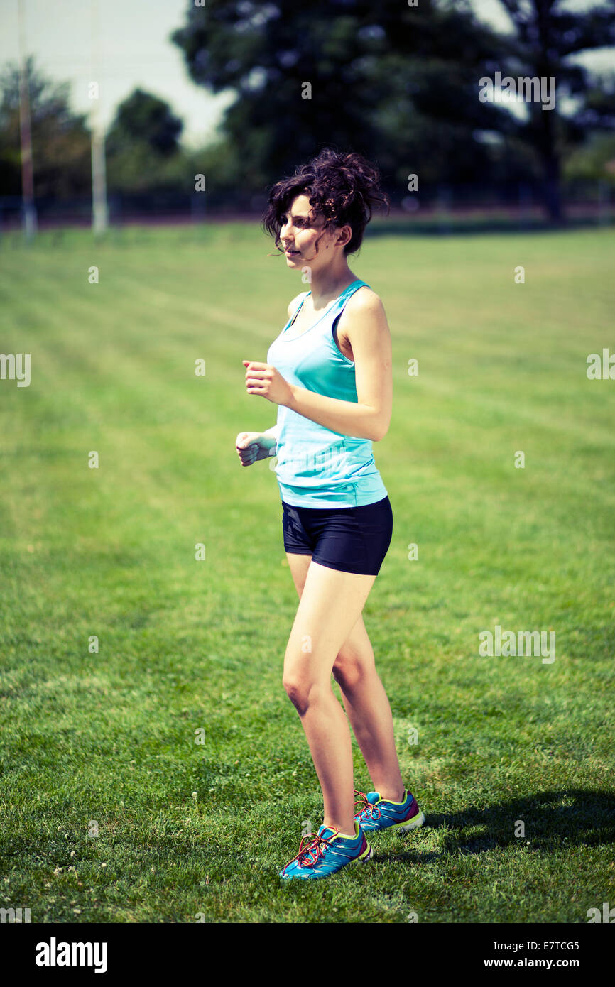 Two pretty girls jogging in the morning Stock Photo - Alamy