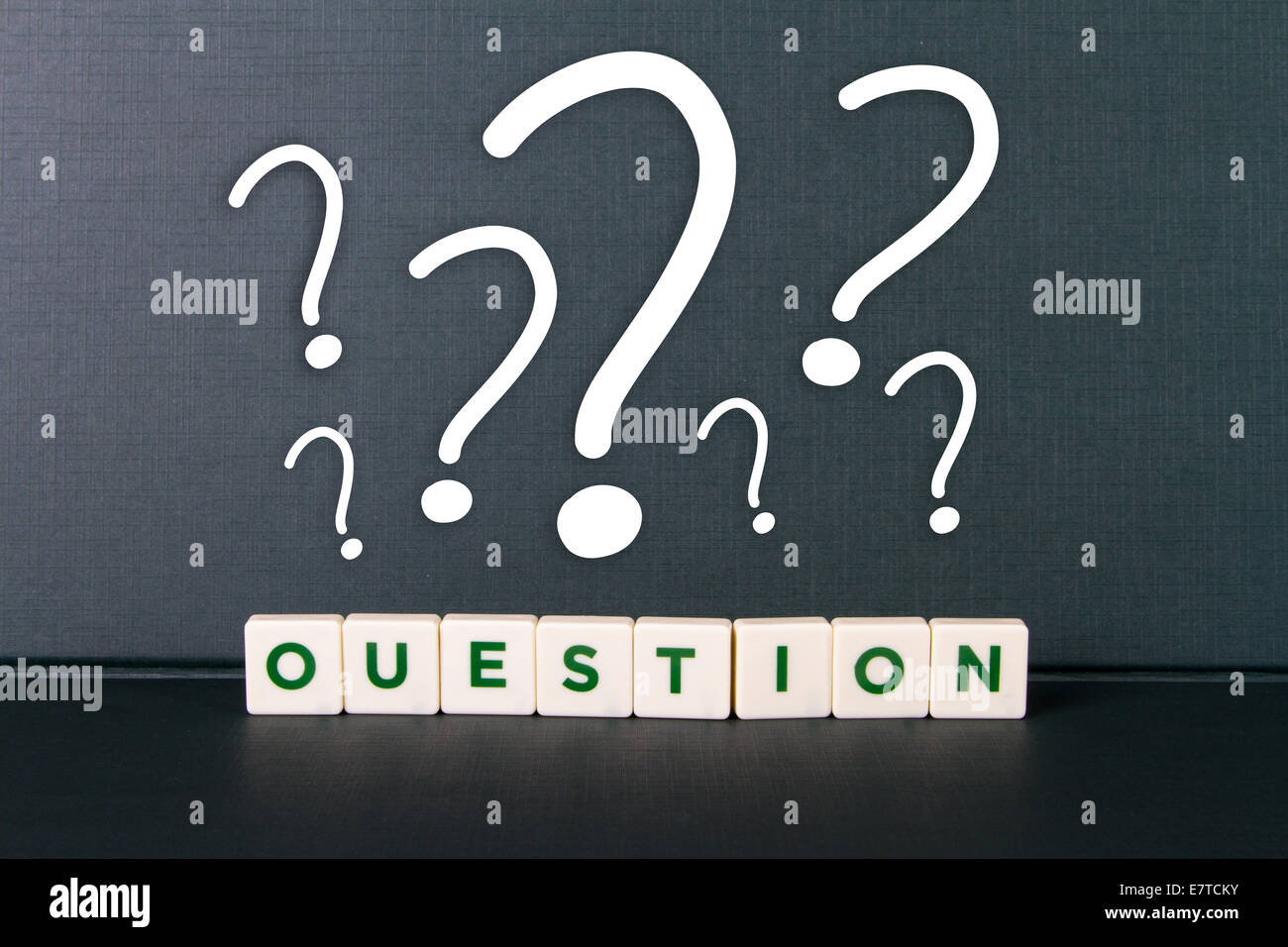 Question word in letters and question mark icons Stock Photo - Alamy