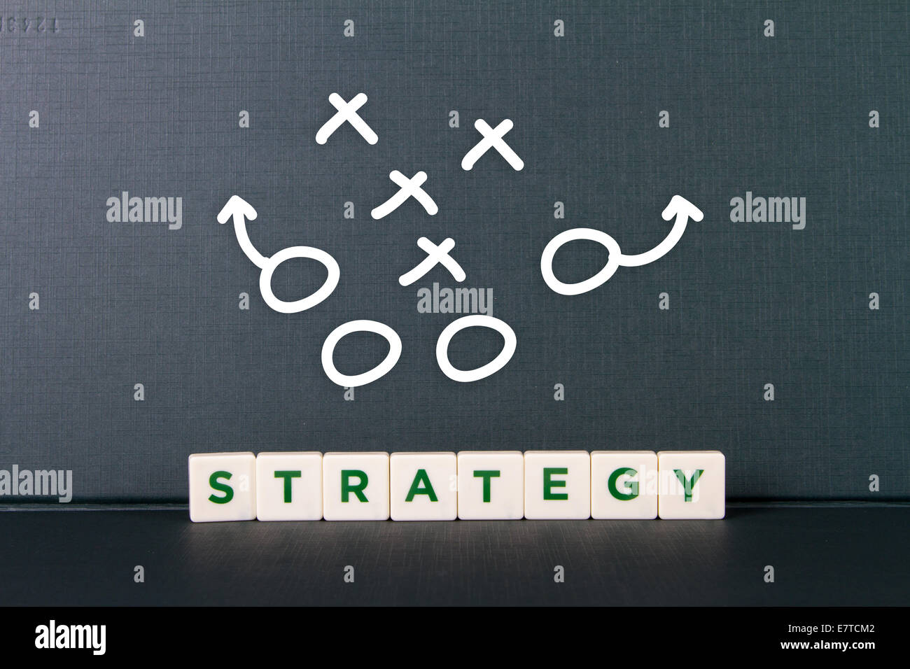 Strategy word in letters and sketch of tactics Stock Photo - Alamy