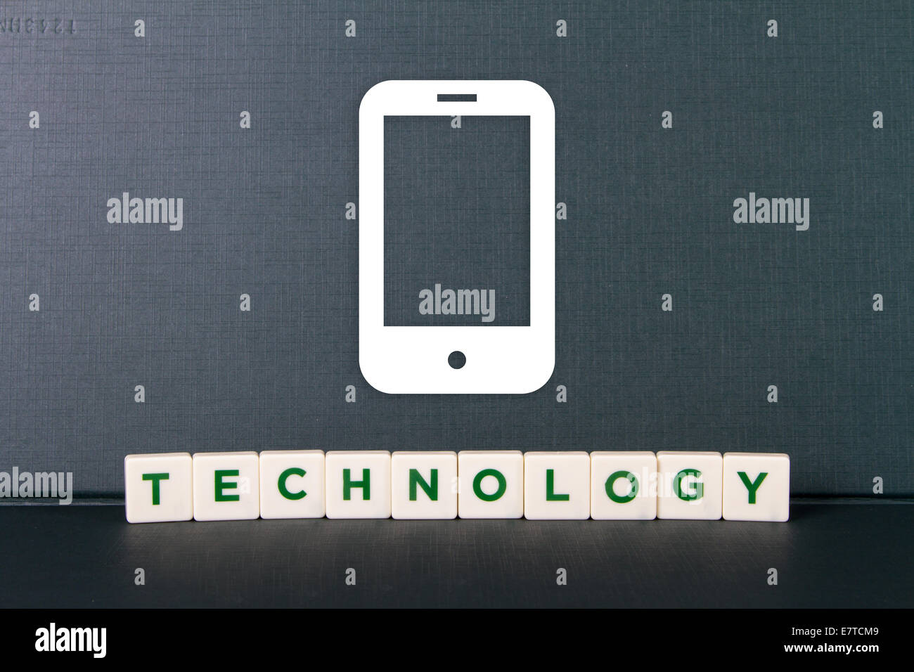 Technology word in letters with sketch of mobile phone Stock Photo - Alamy