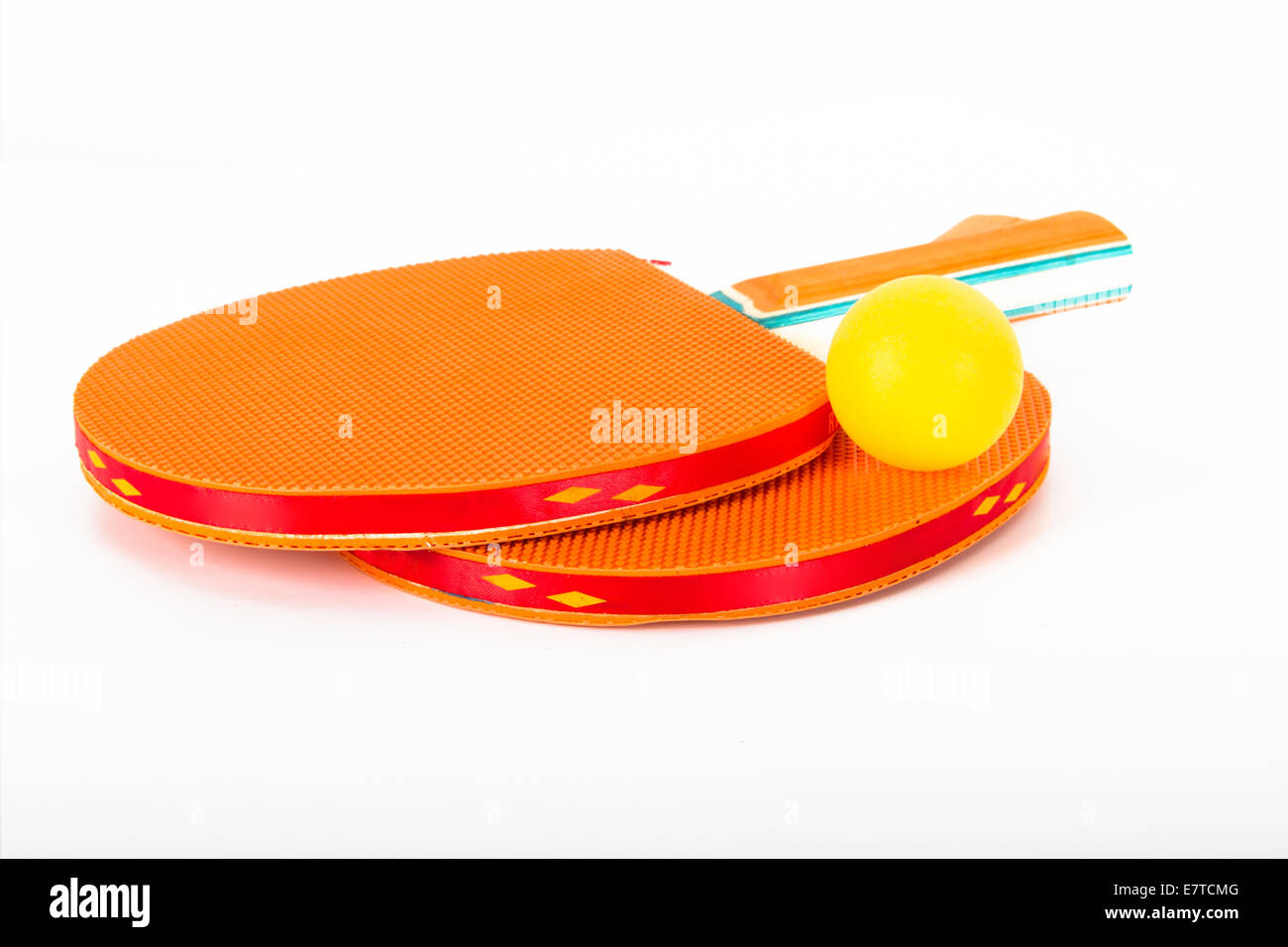 Two rackets for playing table tennis, isolated on white background ...