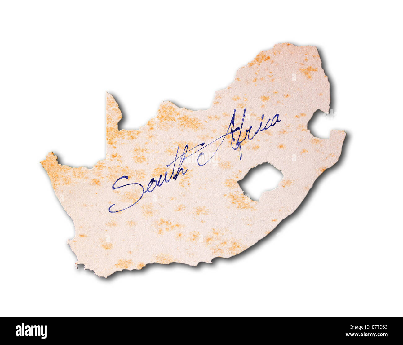 South Africa - Old paper with handwriting, blue ink Stock Photo - Alamy