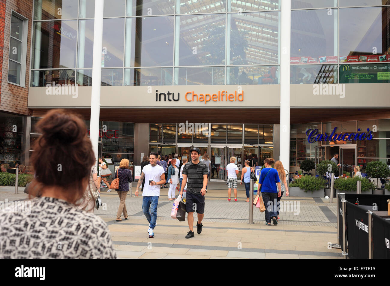 Shoppers outside Norwich's Chapelfield shopping centre Stock Photo - Alamy