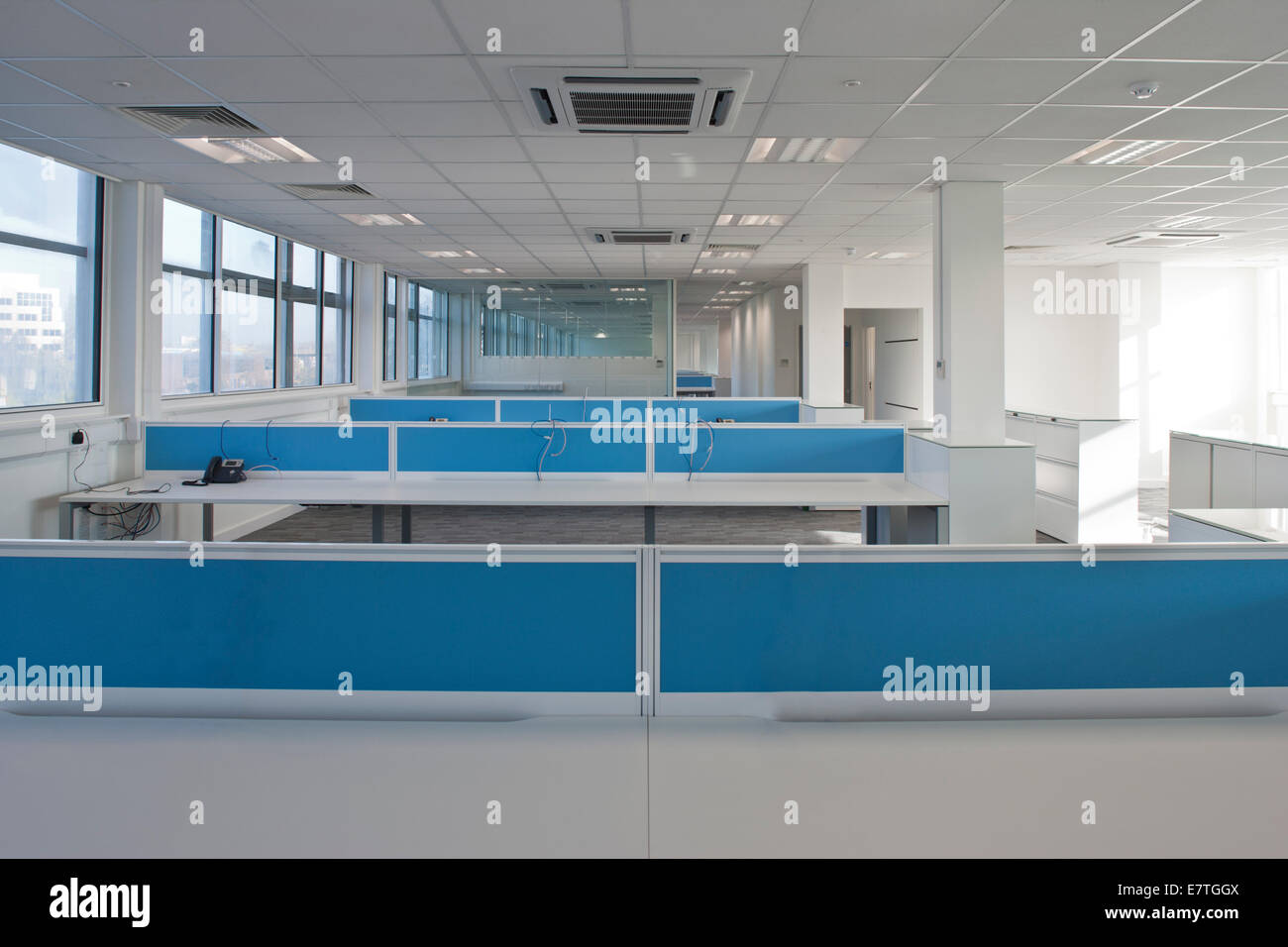 office interior showing lighting air conditioning and workstation Stock ...