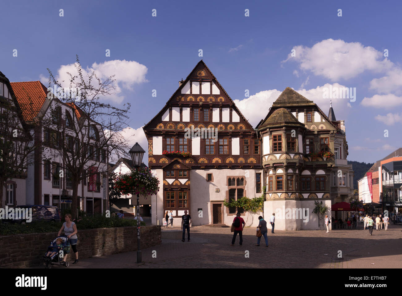 traditional German frame houses in the old town of Hoexter Stock Photo ...