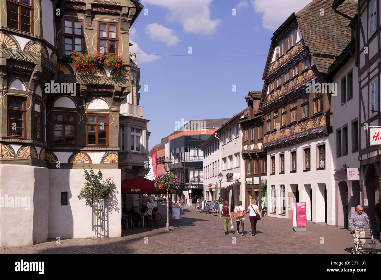 traditional German frame houses in the old town of Hoexter Stock Photo ...